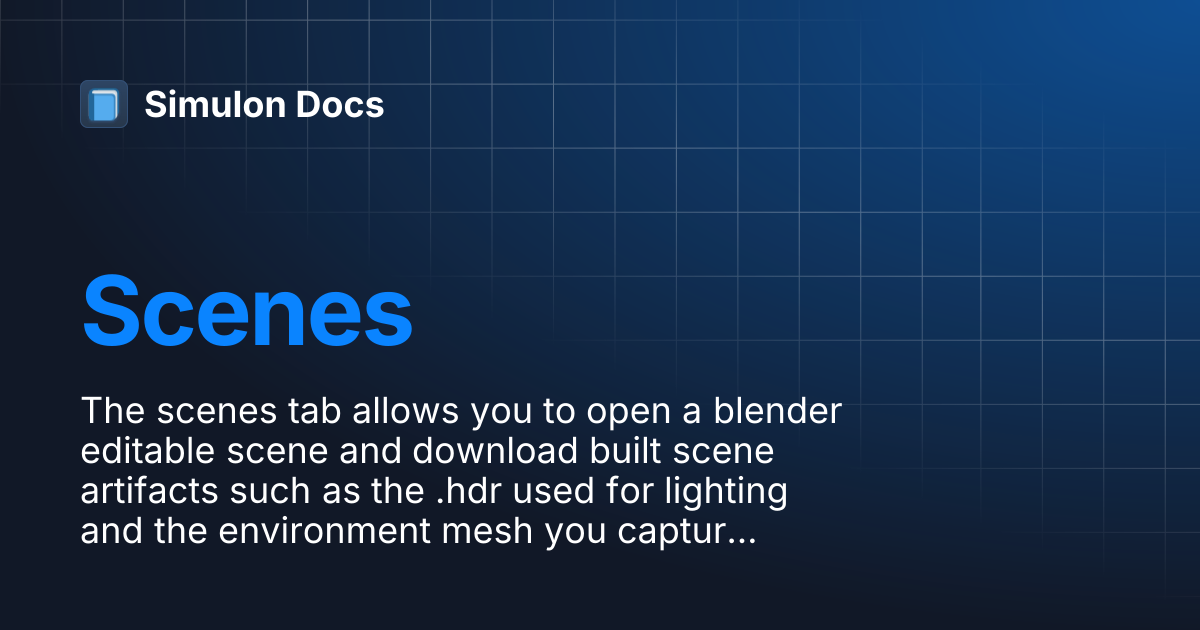 Scenes | Simulon Docs